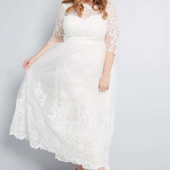 Modcloth | Dresses | Nwt Modcloth White Lace Maxi Gown Super Rare ...